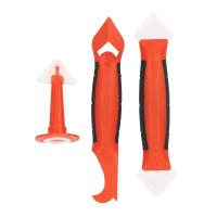 China 3pcs Orange Silicone Spatulas & Caulking Nozzle and 1 Black Caulk Remover Glass Glue Angle Scraper for sale