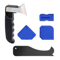 China 5pcs/ set Blue Silicone Spatulas and Stainless Steelhead Black Caulk Remover Glass Glue Angle Scraper for sale