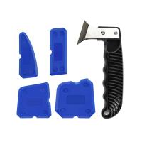 China 4pcs Blue Silicone Spatulas and 1pc Black Stainless Steelhead Glass Glue Angle Scraper for sale