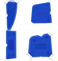 China 4pcs Blue Silicone Spatulas and 1pc Black Stainless Steelhead Glass Glue Angle Scraper for sale