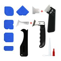 China 12 pcs set Joint Sealant Silicone Caulk Finishing Tool Grout Remover Angle Scraper with Nozzle and Cap for sale