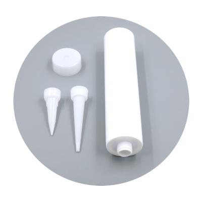 China 310ml HDPE Empty Silicone Sealant Large Diameter Plastic Cartridge with External Thread for sale