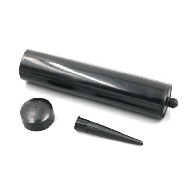 China 310ml Black Empty Plastic Caulk Tube Cartridge Tube with Nozzle and Plunger for sale