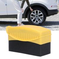 China Yellow Tire Contour Dressing Applicator Pad Car Wheel Polishing Waxing Sponge Brush for sale