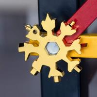 China 18 in 1 Portable Outdoor Key Chain Bottle Opener Flat Screwdriver Kit Stainless Steel Snowflake Multitool for sale