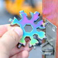 China Christmas Gift Stainless Steel Color Snowflake Bottle Opener Flat Phillips Screwdriver 18in1 Snowflake Multi Tool for sale