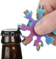 China Christmas Gift Stainless Steel Color Snowflake Bottle Opener Flat Phillips Screwdriver 18in1 Snowflake Multi Tool for sale