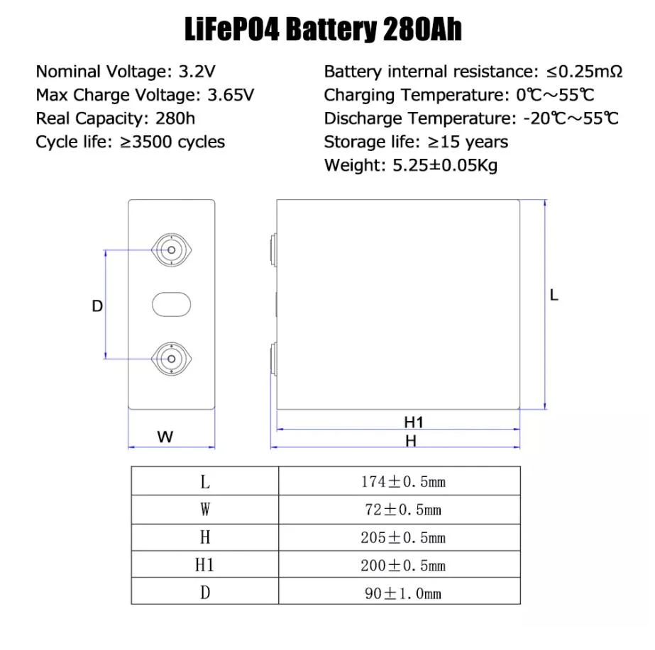 EVE LiFePO4 Battery Cell 3.2V280ah for Energy Storge