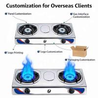 China Stainless Steel 2 Double Burner Gas Stove Cookertop LPG Gas Stove For Household Kitchen for sale
