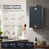 China Indoor Wall Mounted Tankless Gas Water Heater 12L LPG Propane Water Heater Black Panel for sale