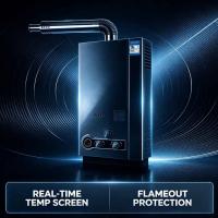 China Brushed Stainless Steel Flue Gas Water Heater 12L LED Display Wall Mounted for sale