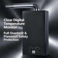 China Indoor Wall Mounted Tankless Gas Water Heater 12L LPG Propane Water Heater Black Panel for sale
