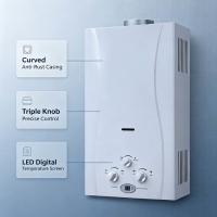 China Wall Mounted Flue Gas Water Heater 7L 8L 10L LCD Display Low Pressure Start for sale