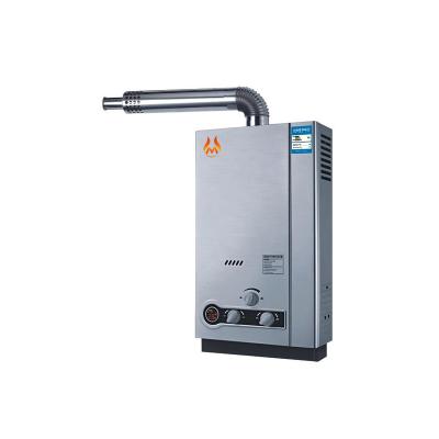 China Brushed Stainless Steel Flue Gas Water Heater 12L LED Display Wall Mounted for sale