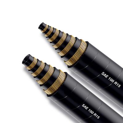 China SAE 100 R15 Hydraulic Hose 1/4 Inch 42 MPa Steel Wire Braided Oil Resistant for sale