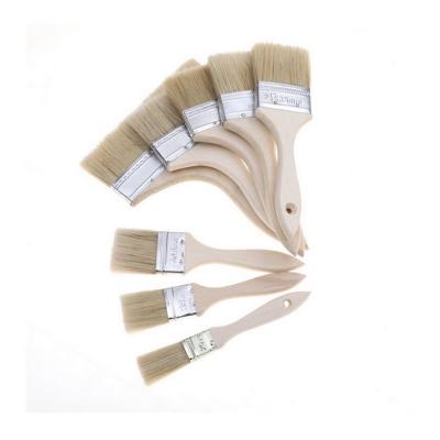 China 4 Inch Pure Bristle Paint Brush with White Wood Handle for Wall Paint Application for sale
