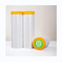 China HDPE Plastic Protection Masking Film with Tape for Painting Single Sided Adhesive 50m Roll for sale