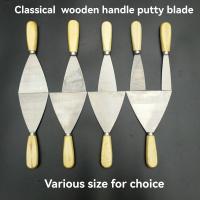 China Professional Wooden Handle Putty Scraper Knife 0.7mm Blade Thickness for Smooth Application for sale
