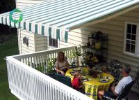 China 1000d 3m Width Sun Shade Awning Waterproof , Dual Side Printed PVC Coated Tarpaulin for sale