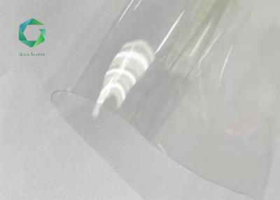 China Plasticizer PVC Transparent Fabric 0.35mm Super Clear Flame Retardant Vinyl 2m Width for sale