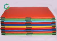 China Foldable Polyester Tarpaan PVC Gym Mat Vinyl Synthetic Leather 300N Tear Strength for sale