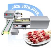 China automatic cutting string meat beef mutton vegetable barbecue industry satay kebab skewer making machine skewer equipment for sale