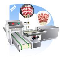 China automatic cutting string meat beef mutton vegetable barbecue industry satay kebab skewer making machine skewer equipment for sale