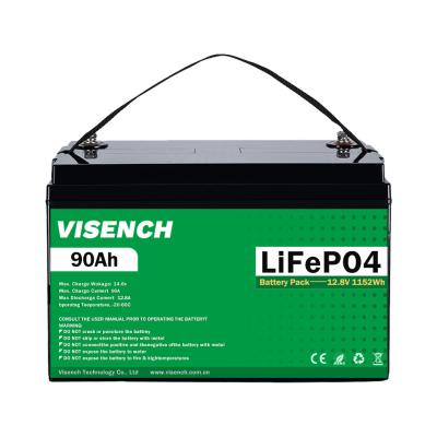 China Visench  Deep Cycle Storage Energy System 12V 70Ah Lifepo4 Rechargeable Lithium Iron Phosphate Battery for sale