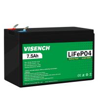China Visench  Deep Cycles 12V 7.5Ah Lifepo4 Rechargeable Lithium Iron Phosphate Battery Pack for sale