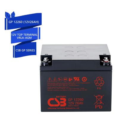 China CSB GP12260 12V 26Ah Energy Storage Maintenance Free Rechargeable VRLA 12V 26Ah CSB AGM Battery for sale