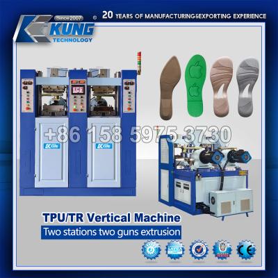 China New TPU/Tr Sole Making Vertical Machine Two Stations Two Guns for sale