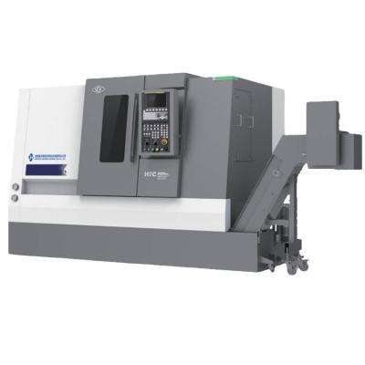 China Precision CNC Lathe Large Span Spindle HTC40Q BMT55 Power Turret Slant Bed CNC Lathe With Y Axis Bar Feeder for sale