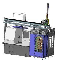 China High Efficiency Single Lathe Multi-layer Stock Bin Gantry Feeding Automation Production Line for sale