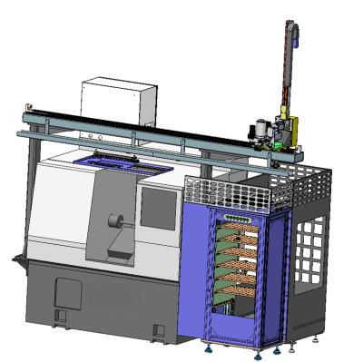 China High Efficiency Single Lathe Multi-layer Stock Bin Gantry Feeding Automation Production Line for sale