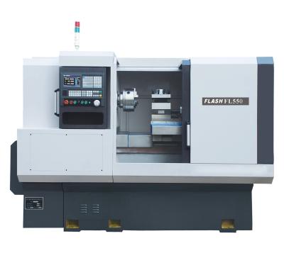 China FL550 Flat Bed CNC Turning Metal Lathe Manual Chuck Pneumatic Collet for sale