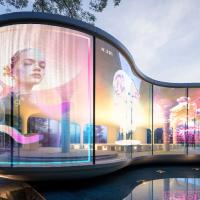 China High Brightness 3000 1500CD/M2 Transparent LED Display Film With 3.91mm Pixel for sale
