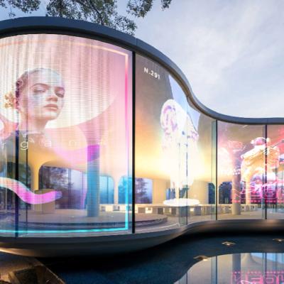 China High Brightness 3000 1500CD/M2 Transparent LED Display Film With 3.91mm Pixel for sale
