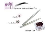 China Aluminum Eyebrow Manual Tattoo Pen with 15-Prong Curved Needles for sale