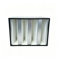 China Customized H13 H14 V-Bank HEPA Filter with Galvanized Frame for Cleanroom HVAC System 594x492x292mm for sale