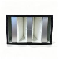 China Customized Size V Bank HEPA Filter with Galvanized Frame and H13 Grade for HVAC Air Purification for sale
