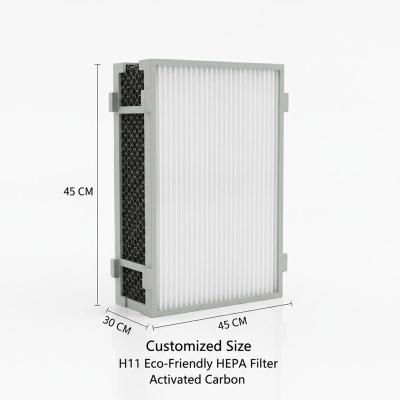 China Customized Size High Efficiency H11 Eco-Friendly HEPA Filter Air Purifier Filter with Activated Carbon for sale