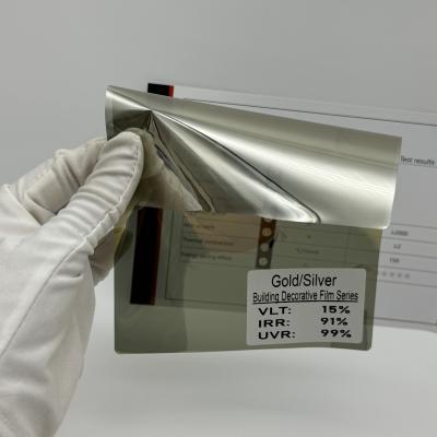 China Gold Silver High Gloss Building Window Film with 2 mil Thickness 16.8% VLT and 89% IRR for Heat Insulation for sale