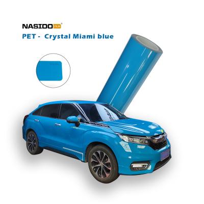 China Customizable Crystal Miami Blue PET Vinyl Wrap Film 7.5mil Thickness with 5 Years Warranty and Anti UV Protection for sale