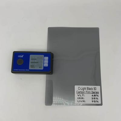 China PET 2mil Carbon Window Tint with 49.3% VLT 32.1% IRR and 85.2% UVR for UV Rejection and Heat Control for sale