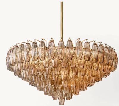 China Customized Smoked Glass Pendant Light 36 Inch Glass Tiered Chandelier 25W for sale