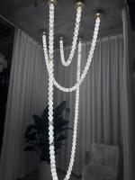 China LED Alabaster Chandelier 6 M Pearl Necklace Chandelier Luxury For Living Room for sale