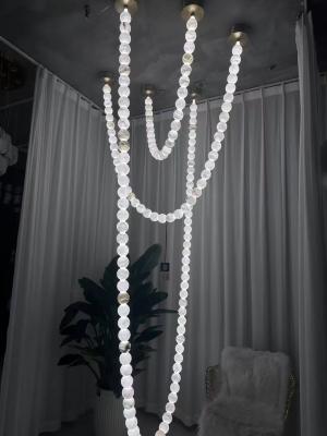 China LED Alabaster Chandelier 6 M Pearl Necklace Chandelier Luxury For Living Room for sale