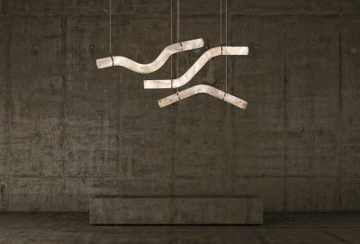 China 60W Alabaster Stone Chandelier Customized Meeting Room Pendant Light Modern for sale