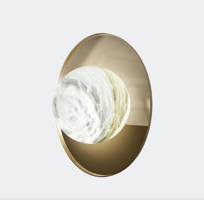China Customized Alabaster Wall Sconce 3000K 6000K 4000K Round Disc Wall Light for sale
