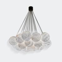 China Customized Alabaster Chandelier Black Round Ball Chandelier Light 76W for sale